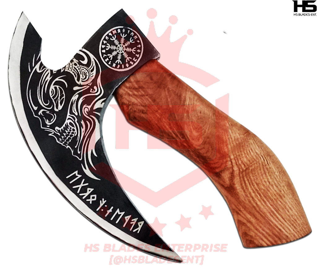 Hand Forged Functional Viking Axe in $49 with Sheath & Wooden Box – HS ...
