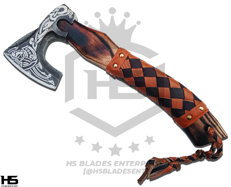 Hand Forged Functional Viking Axe in $49 with Sheath & Wooden Box – HS ...