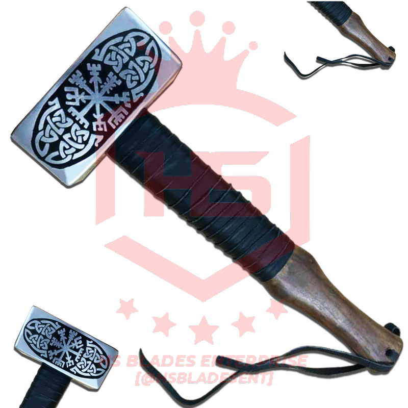 Hand Forged Functional Viking Hammer in $59 with Sheath & Wooden Box ...