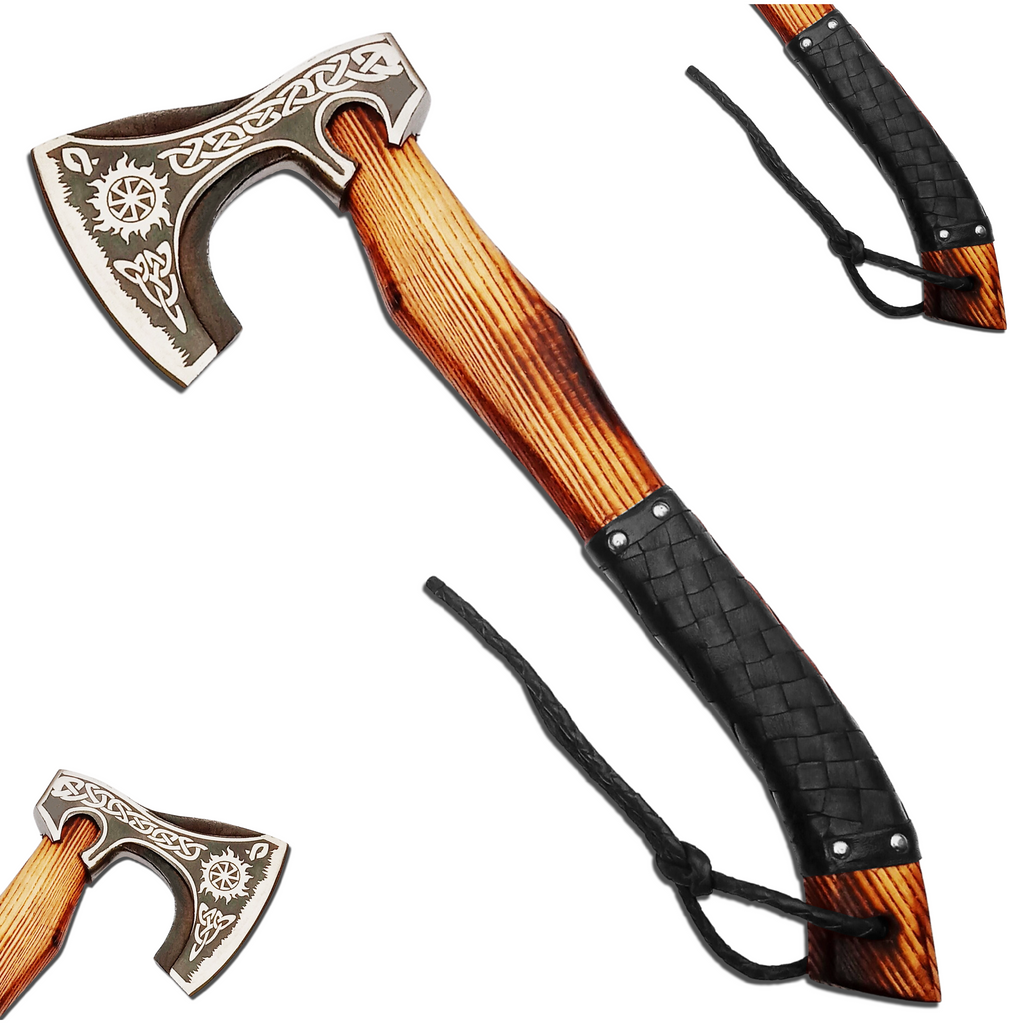 Hand Forged Functional Viking Axe in $59 with Sheath & Wooden Box – HS ...