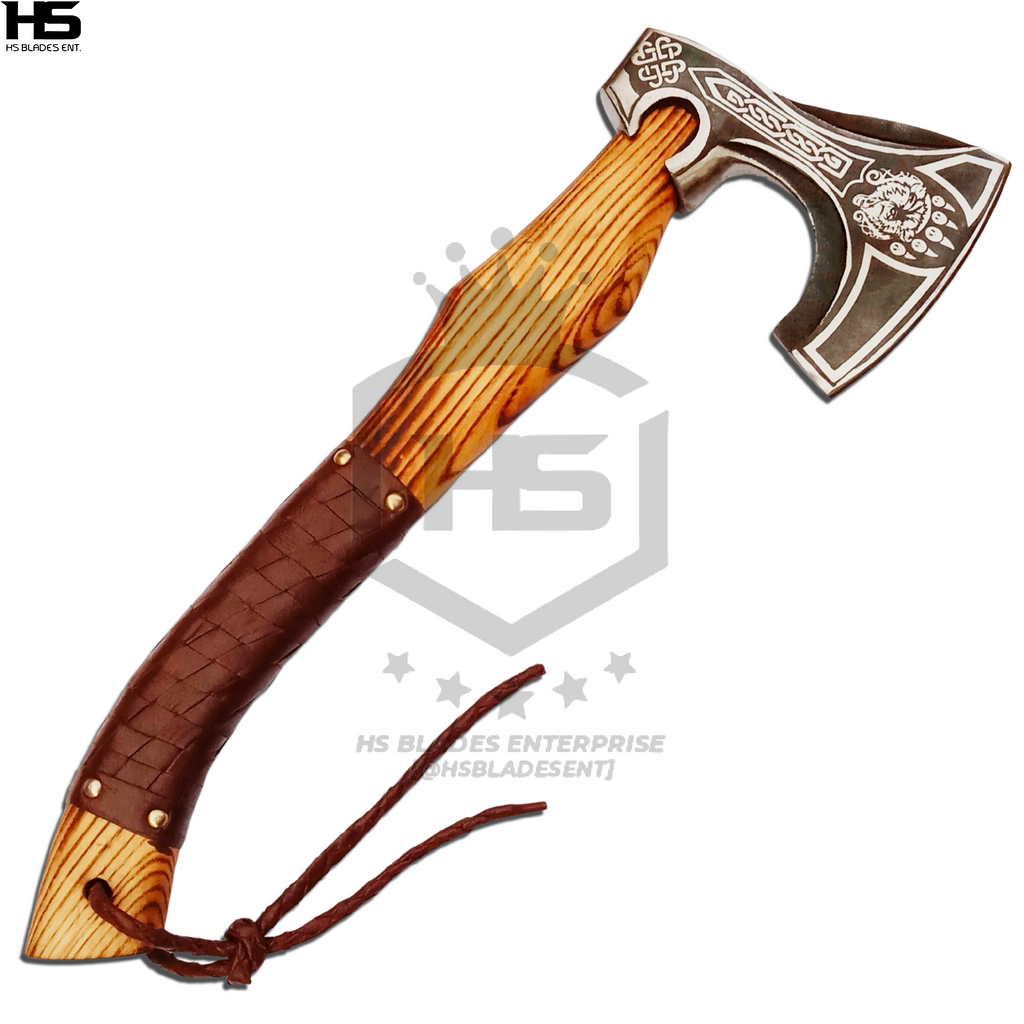 Hand Forged Functional Viking Axe in $49 with Sheath & Wooden Box – HS ...