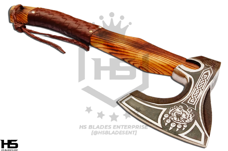 Hand Forged Functional Viking Axe in $49 with Sheath & Wooden Box – HS ...