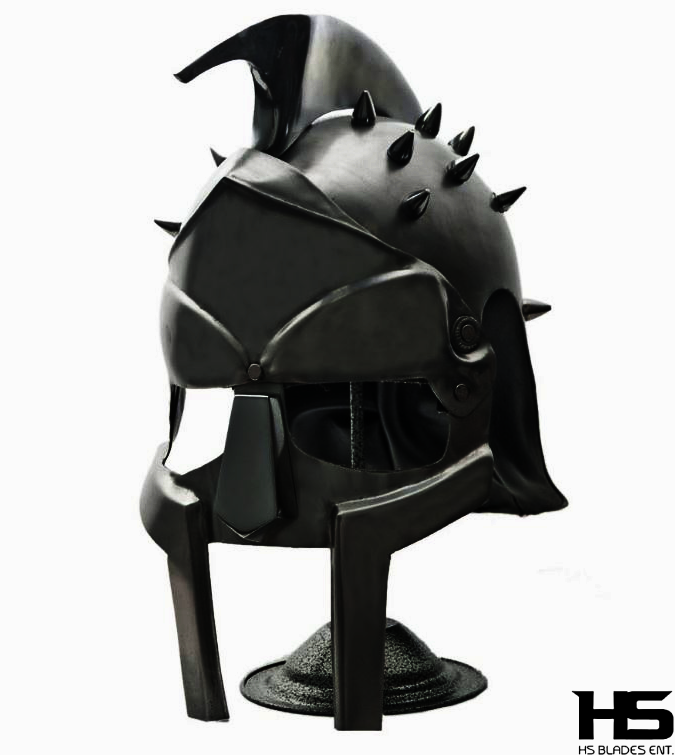 Black Gladius Helmet: Wearable Roman Gladiator Helmet with Stand – HS ...