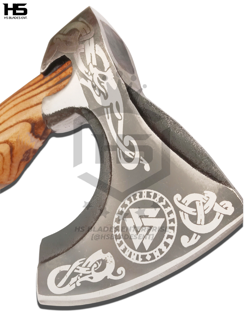 Hand Forged Functional Viking Axe in $49 with Sheath & Wooden Box – HS ...