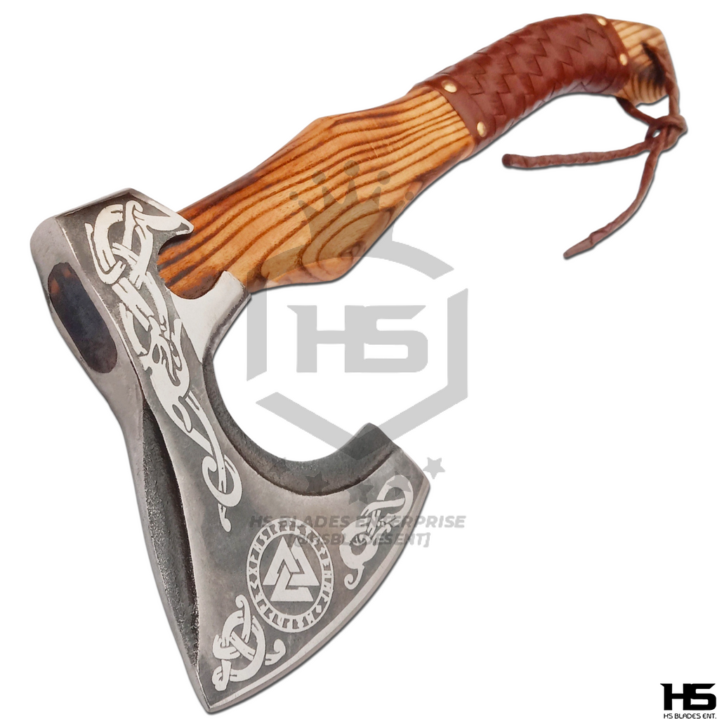 Hand Forged Functional Viking Axe in $49 with Sheath & Wooden Box – HS ...