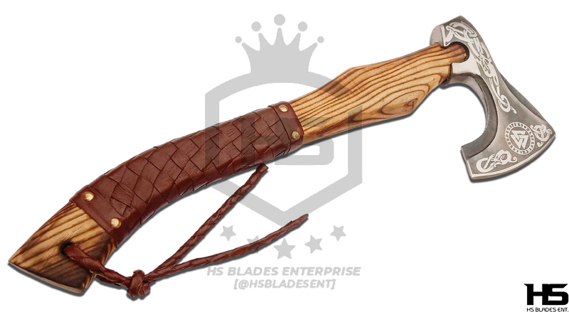 Hand Forged Functional Viking Axe in $49 with Sheath & Wooden Box – HS ...