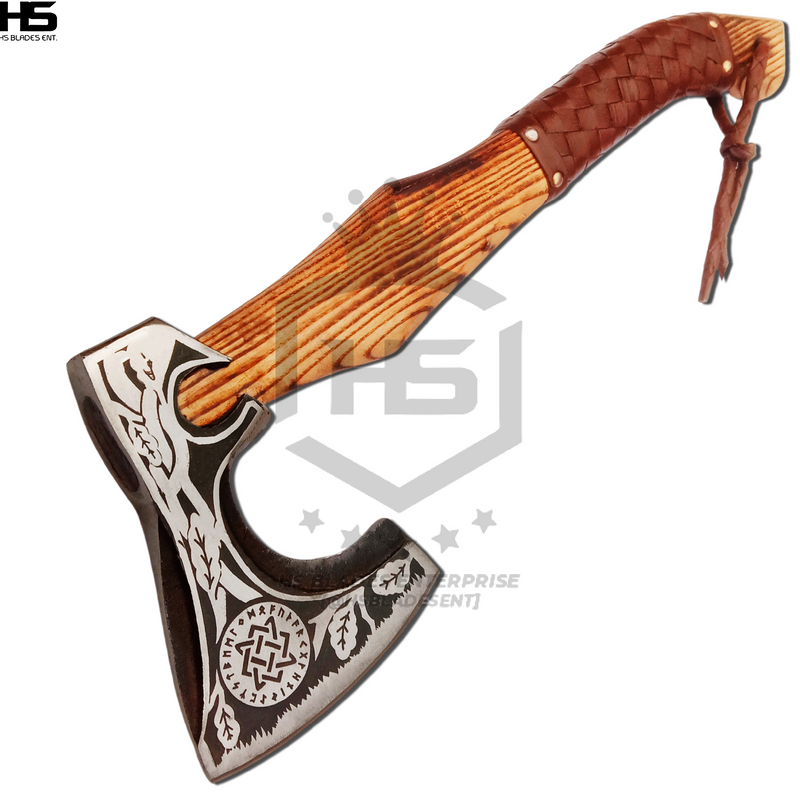 Hand Forged Functional Viking Axe in $49 with Sheath & Wooden Box – HS ...