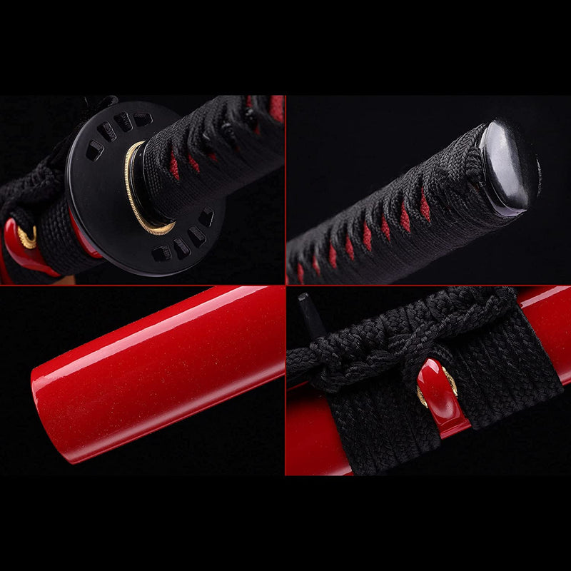 Full Tang Kill Bill Hattori Hanzo Katana Sword Red (Japanese Steel is ...