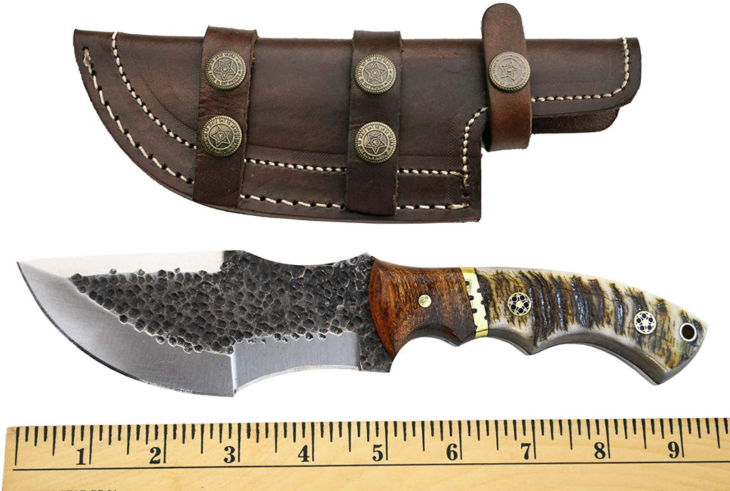 Ram Back Tracker Knife with Sheath (Spring Steel, D2 Steel are also av ...