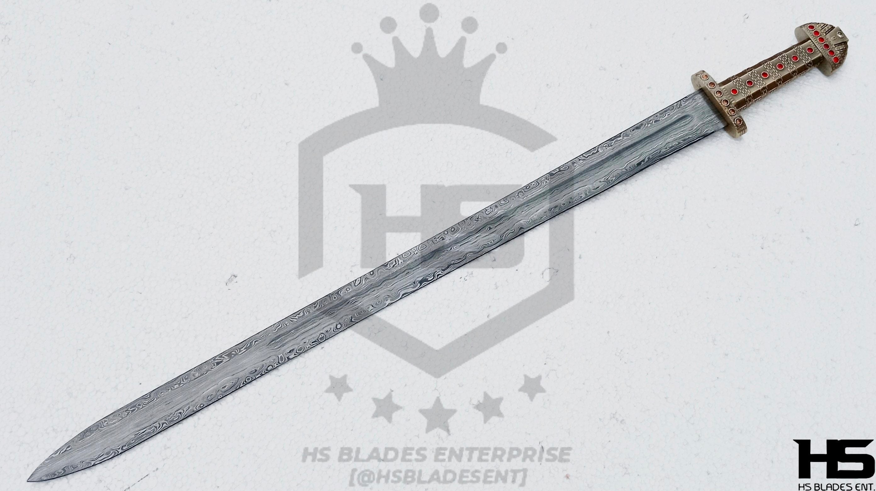 39" Full Tang Damascus Viking King Sword of Ragnar & Bjorn-Vikings – HS Blades Enterprise