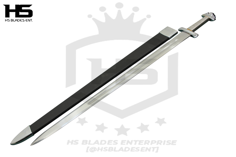 38" Full Tang Vikings Godfred Sword w/ Penta lobbed Pommel (Spring Ste ...
