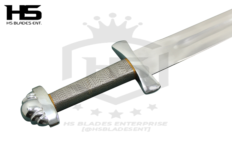 38" Full Tang Vikings Godfred Sword w/ Penta lobbed Pommel (Spring Ste ...